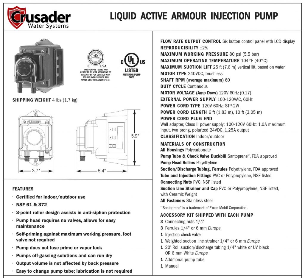 Spec Sheet template – Crusader Water